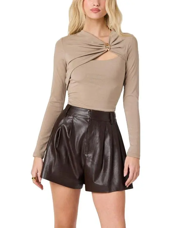Astr The Label Shanetta Offset Cutout Knit Top - Taupe