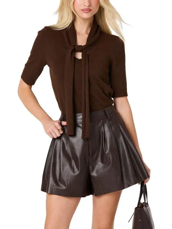 Astr The Label Agatha Tie Neck Sweater - Brown