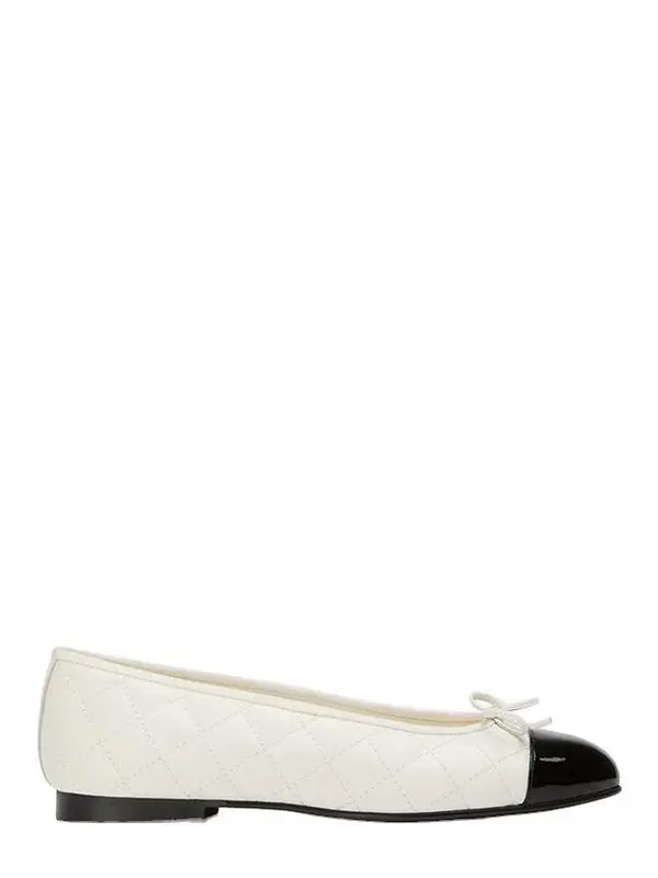 TONY BIANCO Roxie Quilted Ballet Flats With Bow Detailing - Milk Capretto/black