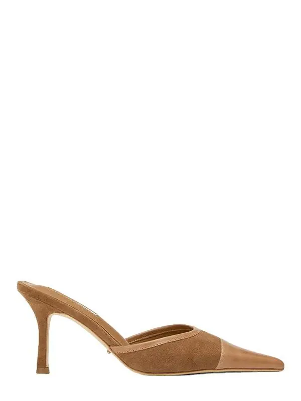 TONY BIANCO Savant Suede And Leather Pointed Toe Stiletto Mules - Taupe Suede/tan