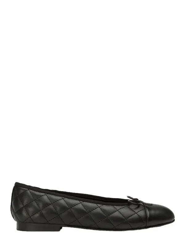 TONY BIANCO Roxie Quilted Ballet Flats With Bow Detail - Black Nappa