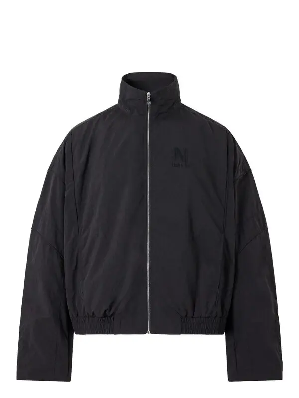 NAHMIAS Logo Embroidered Paneled Shell Jacket - Black