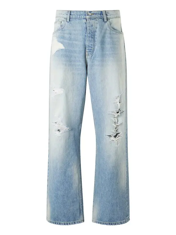 NAHMIAS Wide-leg Distressed Jeans - Blue