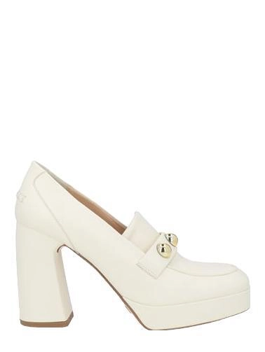 ZINDA Leather Loafers With Studs - Ivory