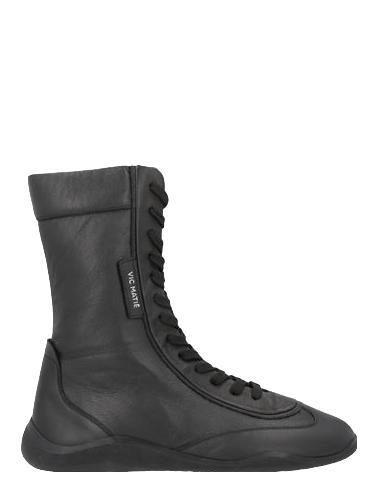 VIC MATIE Leather Lace-up Ankle Boots - Black