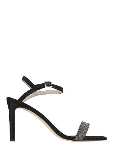 Fabiana Filippi Embellished Satin Sandals With Ankle Strap - Black
