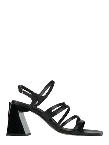 ALOHAS Leather Block Heel Sandals - Black