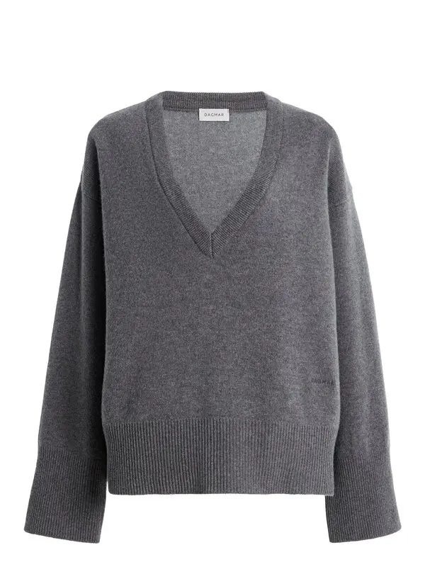 HOUSE OF DAGMAR V-neck Wool Pullover - Grey