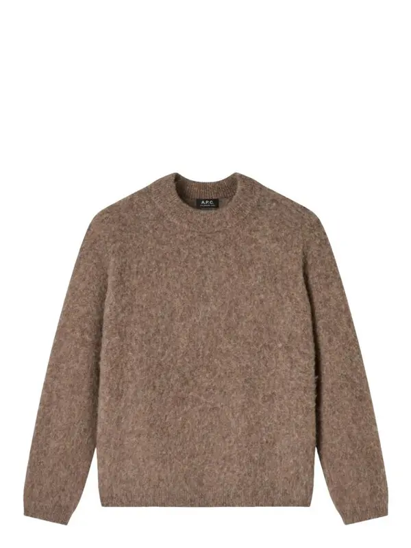 A.p.c. Crew Neck Pullover With Ribbed Trim - Gray-beige