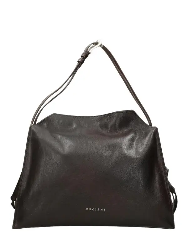 Orciani Logo-embellished Leather Shoulder Bag - Brown