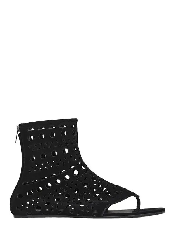 Alaïa High-top Flat Sandals With Signature Perforations - Black
