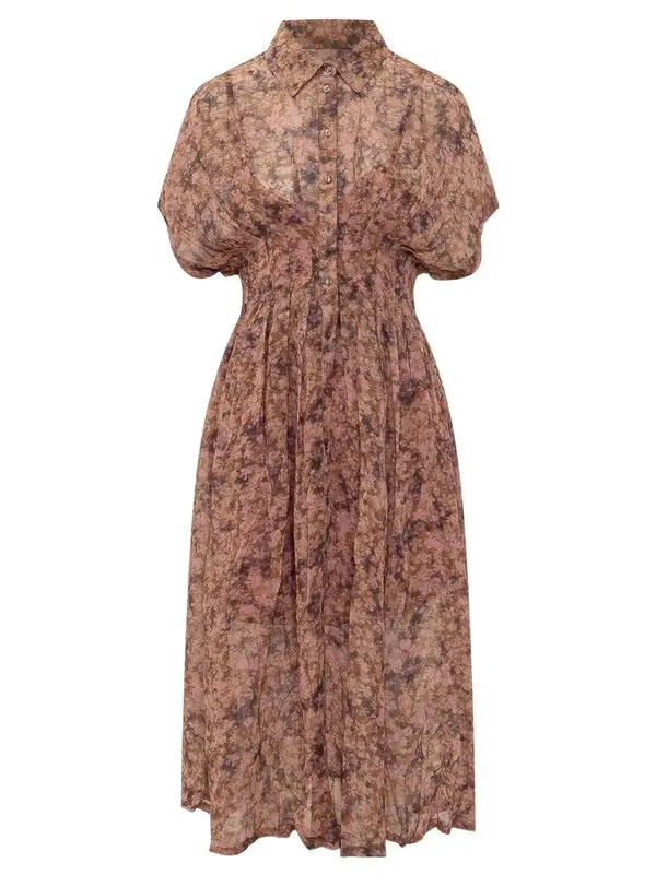 Ba&sh Adena Printed Midi Dress - Brown