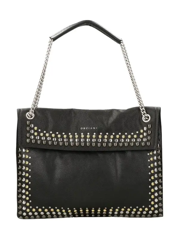 Orciani Embellished Chain Handle Handbag - Black