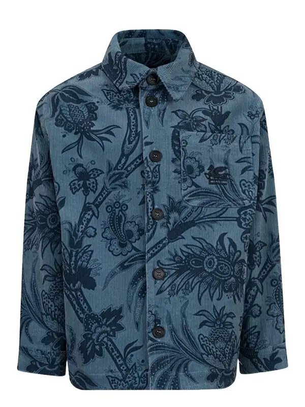 Etro Paisley-print Corduroy Shirt - Blue