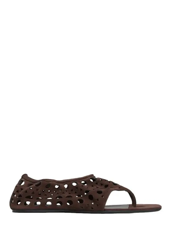 Alaïa Vienne Laser-cut Suede Sandals - Chocolate-colored