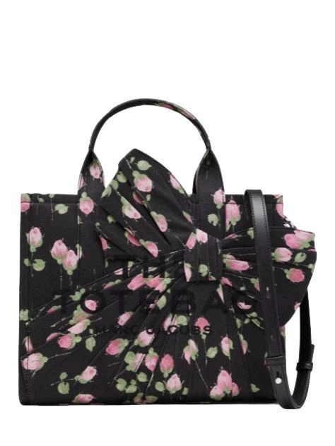 Marc Jacobs Vintage Floral Oversized Bow Medium Tote Bag - Black