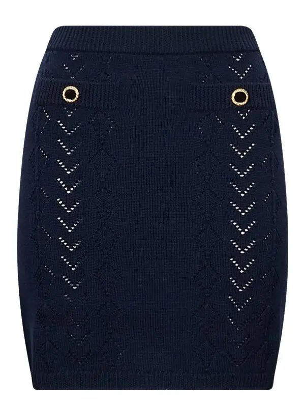 Alessandra Rich Lace-knit High-waisted Mini Skirt - Blue
