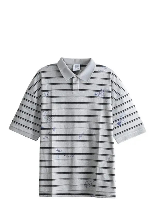 Vetements Doodle Stripe Polo Shirt - Gray