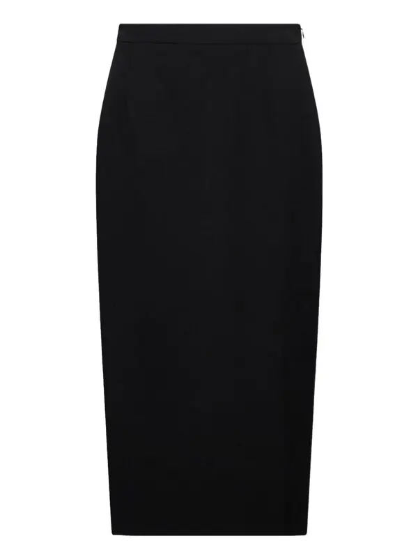 Alessandra Rich Wool Crepe Midi Skirt - Black
