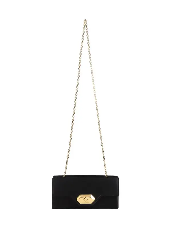 LANVIN Flap Top Chain Detail Clutch Bag - Black
