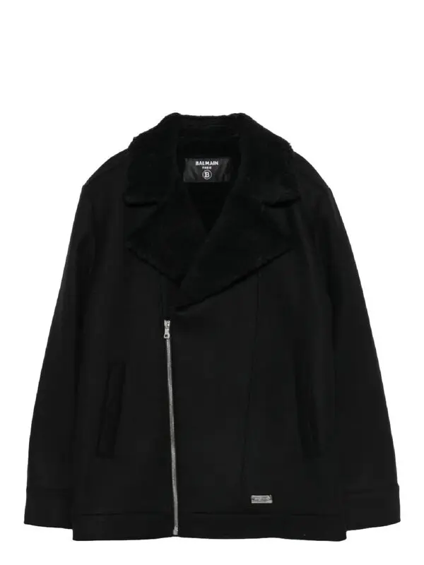 Balmain Asymmetrical Zip Jacket - Black