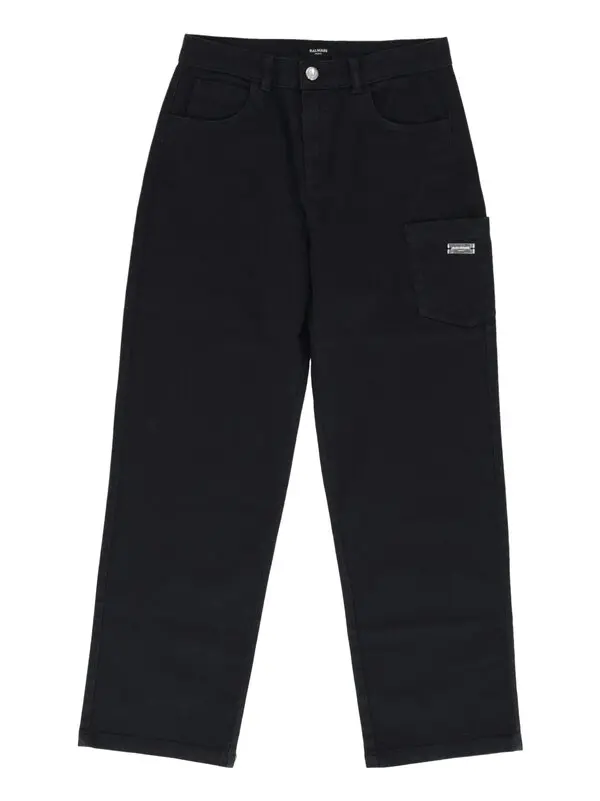 Balmain Logo Plaque Cargo Jeans - Black