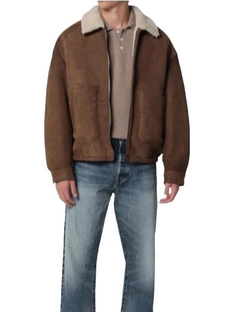 SALVATORE SANTORO Shearling Collar Long Sleeve Jacket - Brown