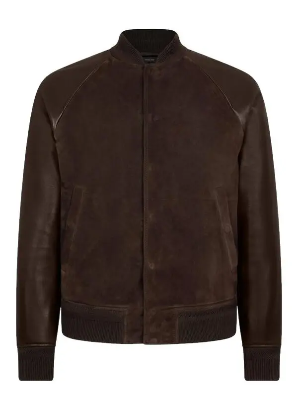 TOM FORD Leather Bomber Jacket - Dark Brown