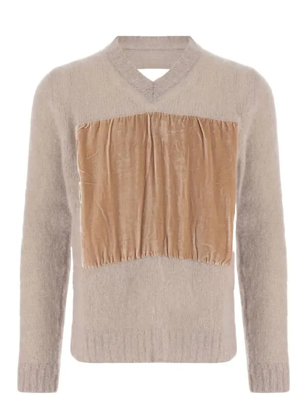 MAISON MARGIELA V-neck Long-sleeved Sweater - Beige
