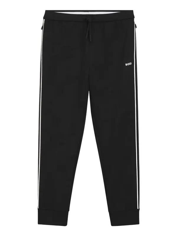 Hugo Boss Triangle-jacquard Tracksuit Bottoms With Rubberised Logo - Black