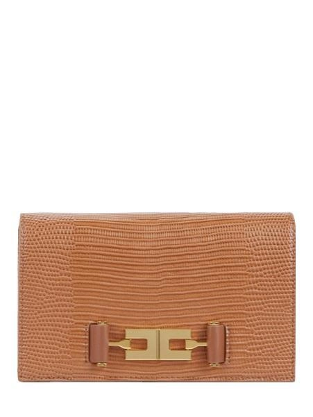 Elisabetta Franchi Reptile-effect Logo Plaque Clutch Bag - Cigar