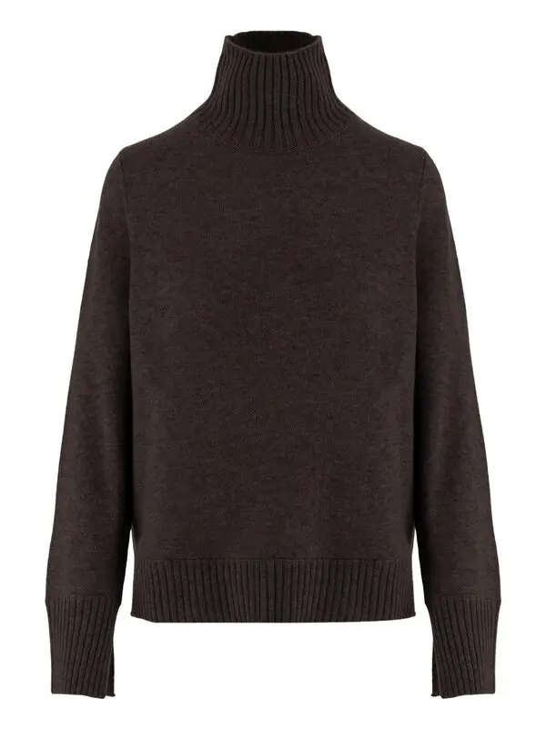 ALLUDE Cashmere Turtleneck Knitted Sweater - Black
