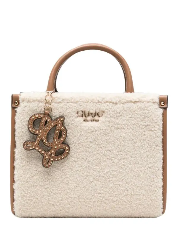 Liu Jo Top Handle Tote Bag With Logo Charm - Cream