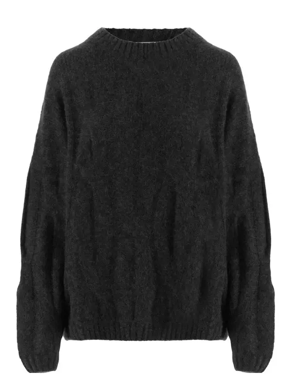 ALLUDE Ribbed Hem Knitted Sweater - Black