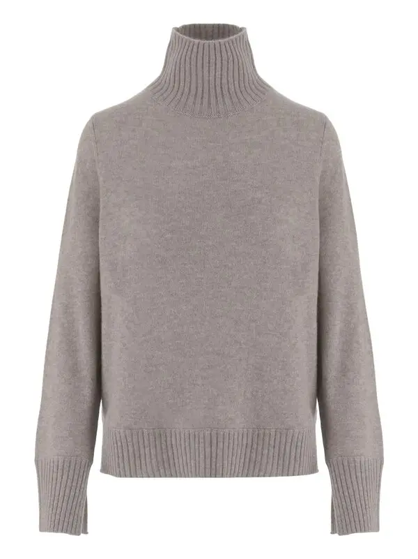 ALLUDE Cashmere Turtleneck Knitted Sweater - Gray
