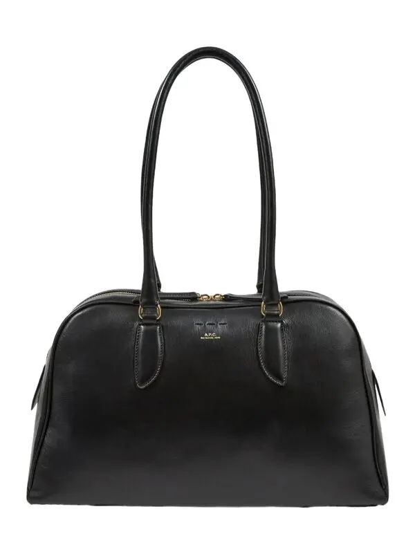 A.p.c. Logo-print Leather Shoulder Bag - Black