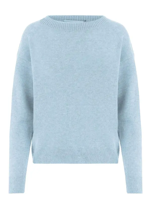 ALLUDE Cashmere Crew Neck Knitted Sweater - Blue