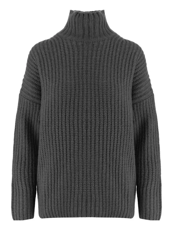 ALLUDE Chunky Turtleneck Knitted Sweater - Black