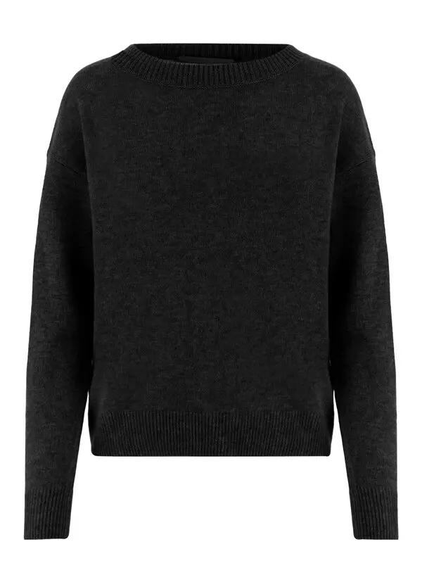 ALLUDE Cashmere Crew Neck Sweater - Black