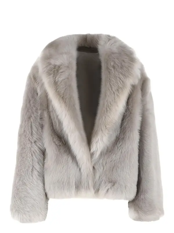 SALVATORE SANTORO Long Sleeve Fur Jacket - Gray