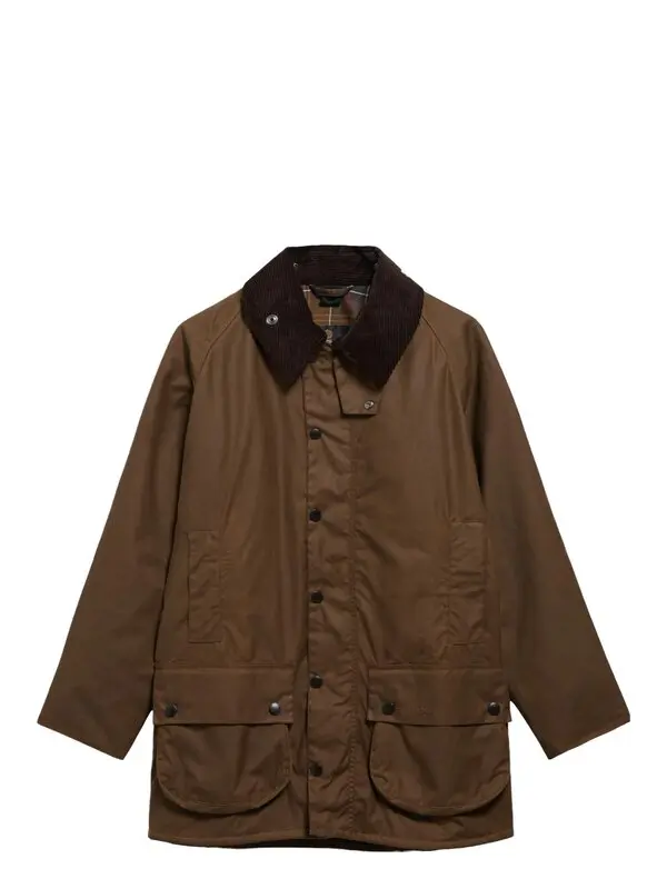 Barbour Waxed Cotton Jacket With Corduroy Collar - Bark