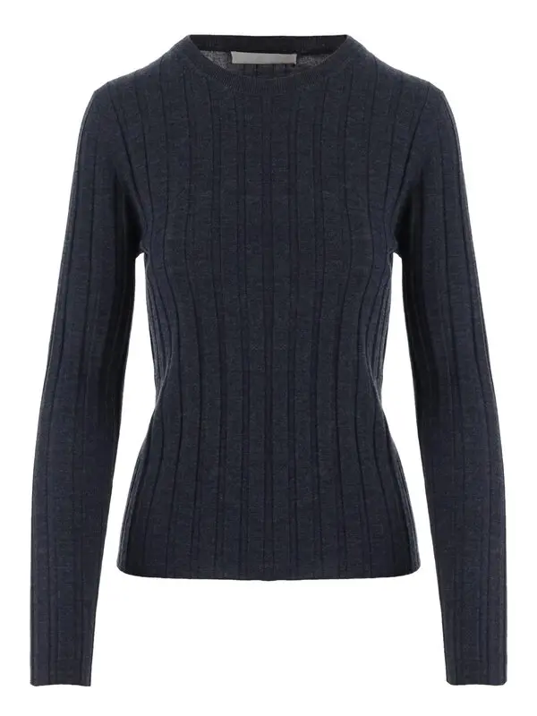 ALLUDE Ribbed Fitted Knitted Jumper - Black