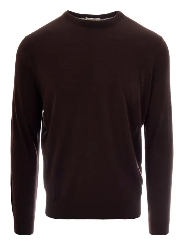 BALLANTYNE Crew Neck Long Sleeve Sweater - Brown
