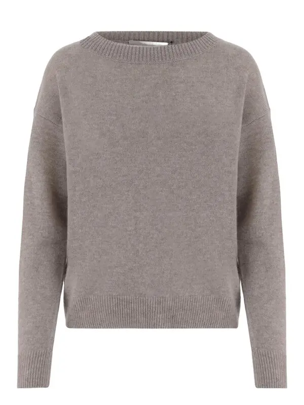 ALLUDE Cashmere Crew Neck Knitted Sweater - Gray