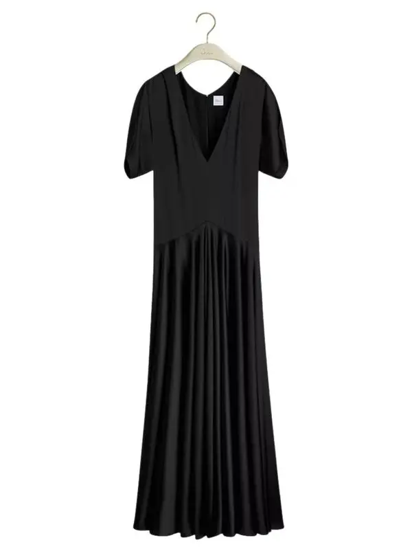 Dior V-neck Long Flared Dress - Black