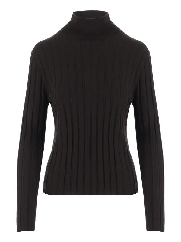 ALLUDE Ribbed Turtleneck Knitted Jumper - Black