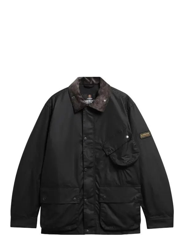 Barbour Waxed Cotton Corduroy Collar Jacket - Black