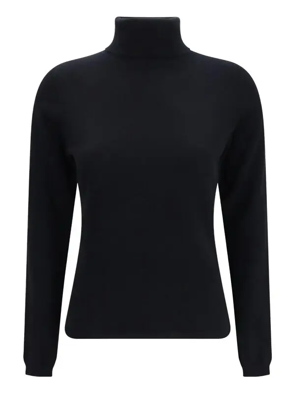 ALLUDE Fitted Turtleneck Sweater With Ribbed Cuffs And Hem - Black