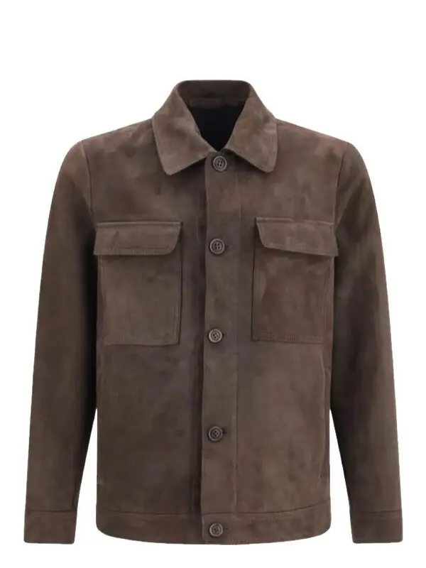SALVATORE SANTORO Button-up Leather Jacket - Brown