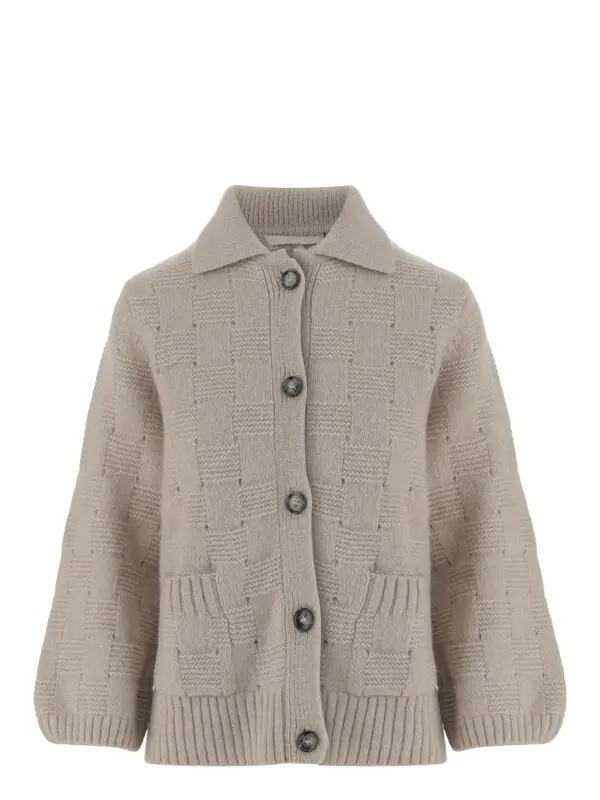 ALLUDE Textured Knit Cardigan - Nude